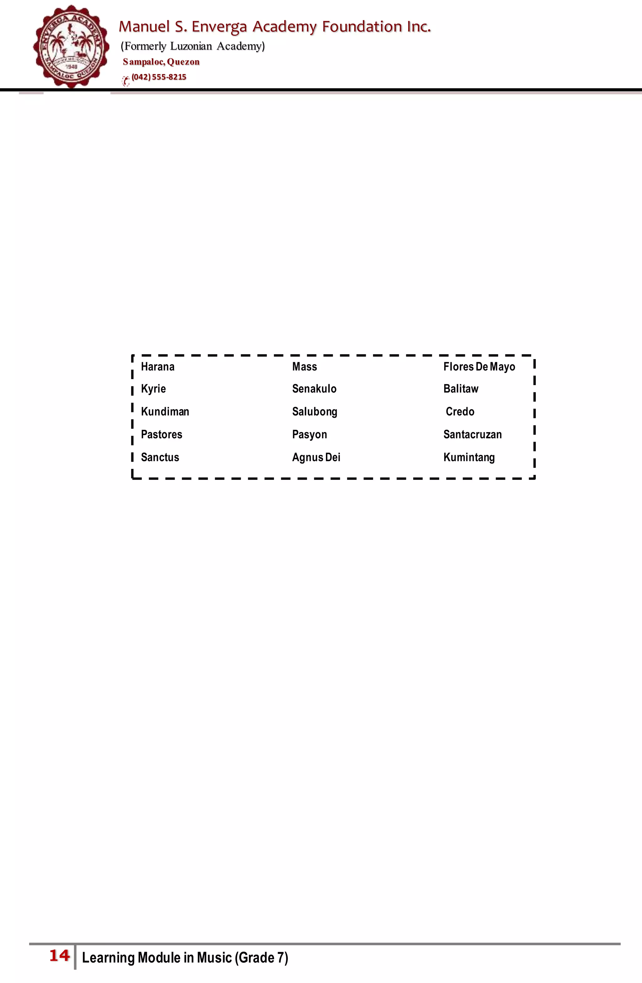 Music 7 Module (1 st quarter) | DOCX