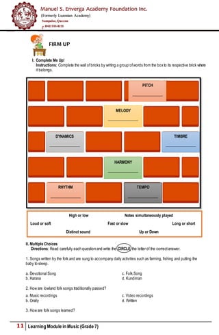 Music 7 Module (1 st quarter) | DOCX