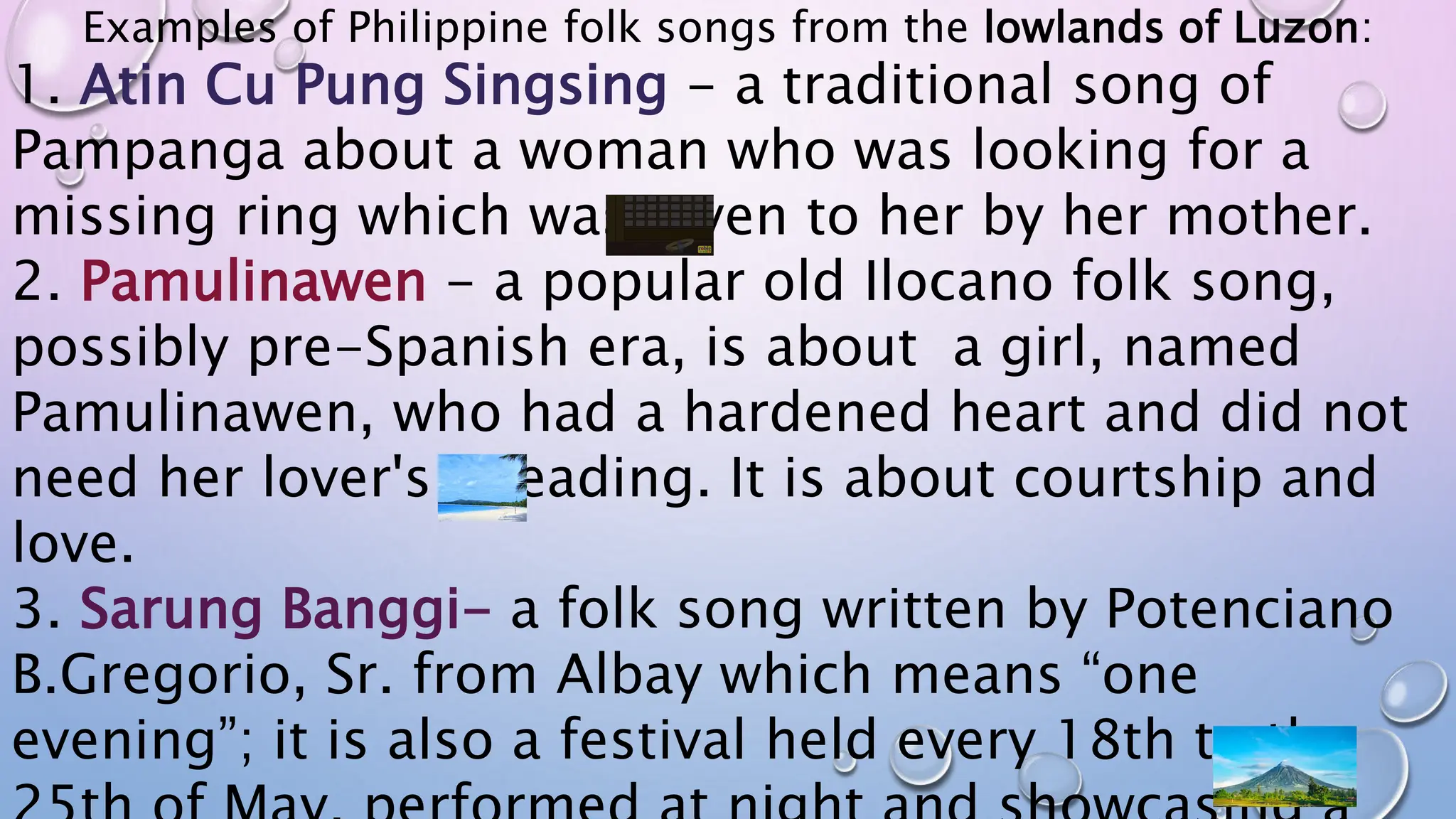 MAPEH GRADE 7: FIST QUARTER: FOLKSONG OF THE LOWLANDS LUZON | PPTX