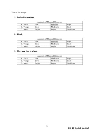 MUSIC8 quarter 3 grade 8 south asia module 1 | PDF
