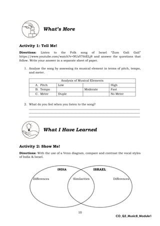 MUSIC8 quarter 3 grade 8 south asia module 1 | PDF