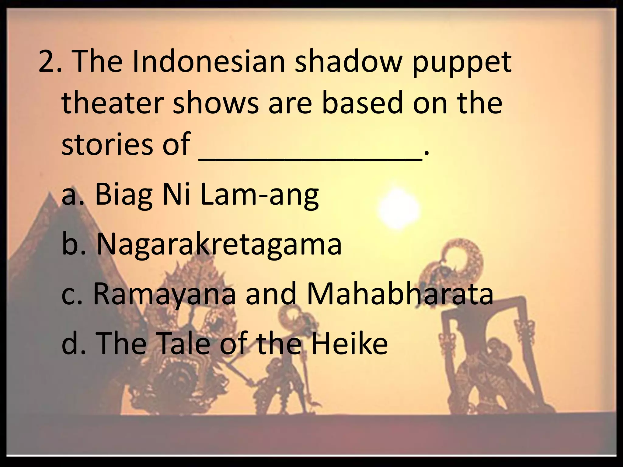 Music 8 lesson #1 wayang kulit | PDF