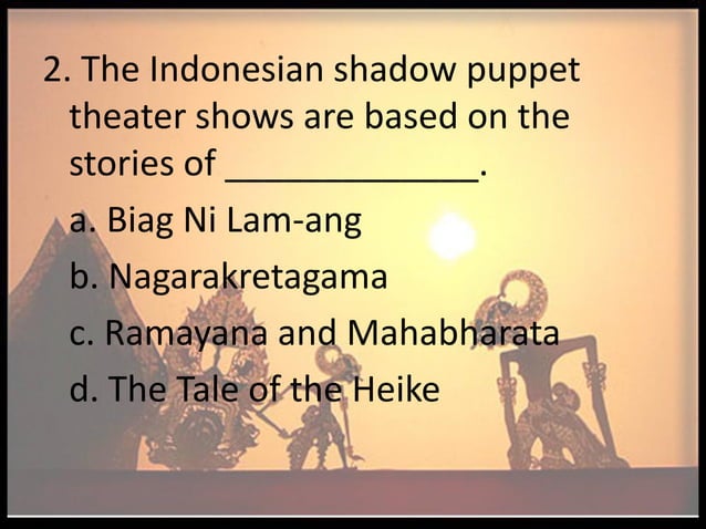 Music 8 lesson #1 wayang kulit | PDF