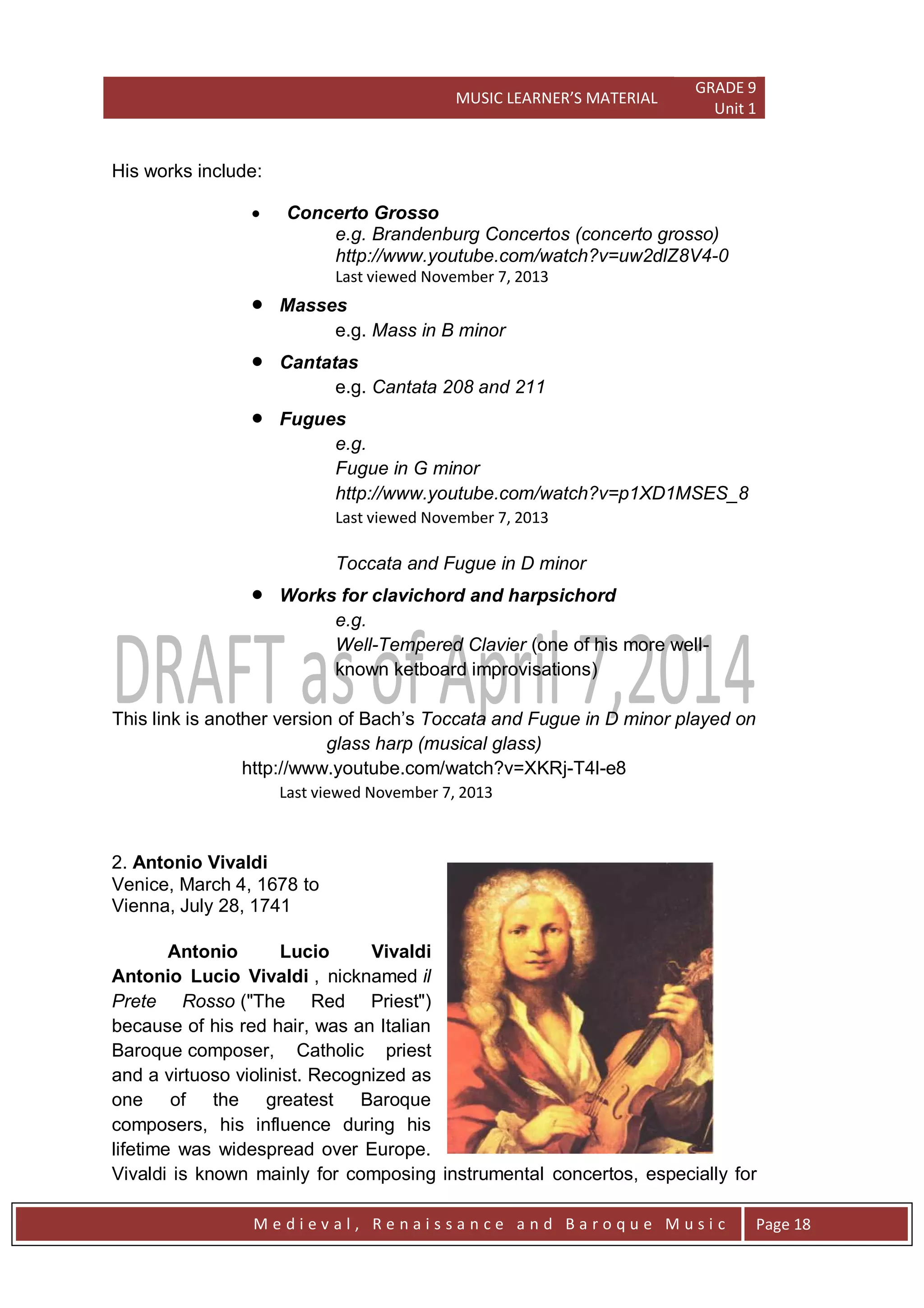 MAPEH Music Grade 9 | PDF