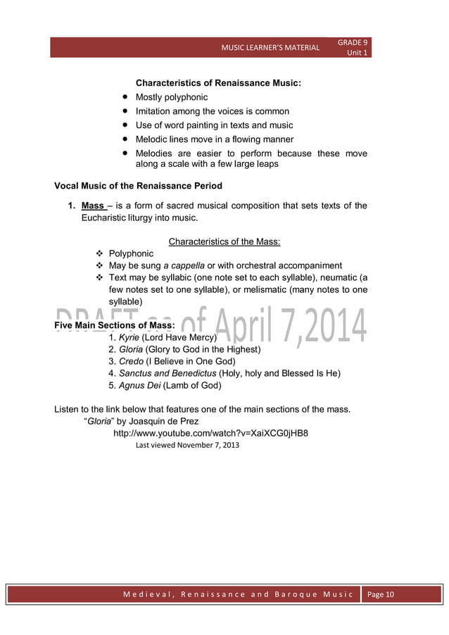 MAPEH Music Grade 9 | PDF
