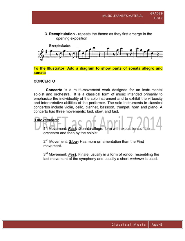 MAPEH Music Grade 9 | PDF