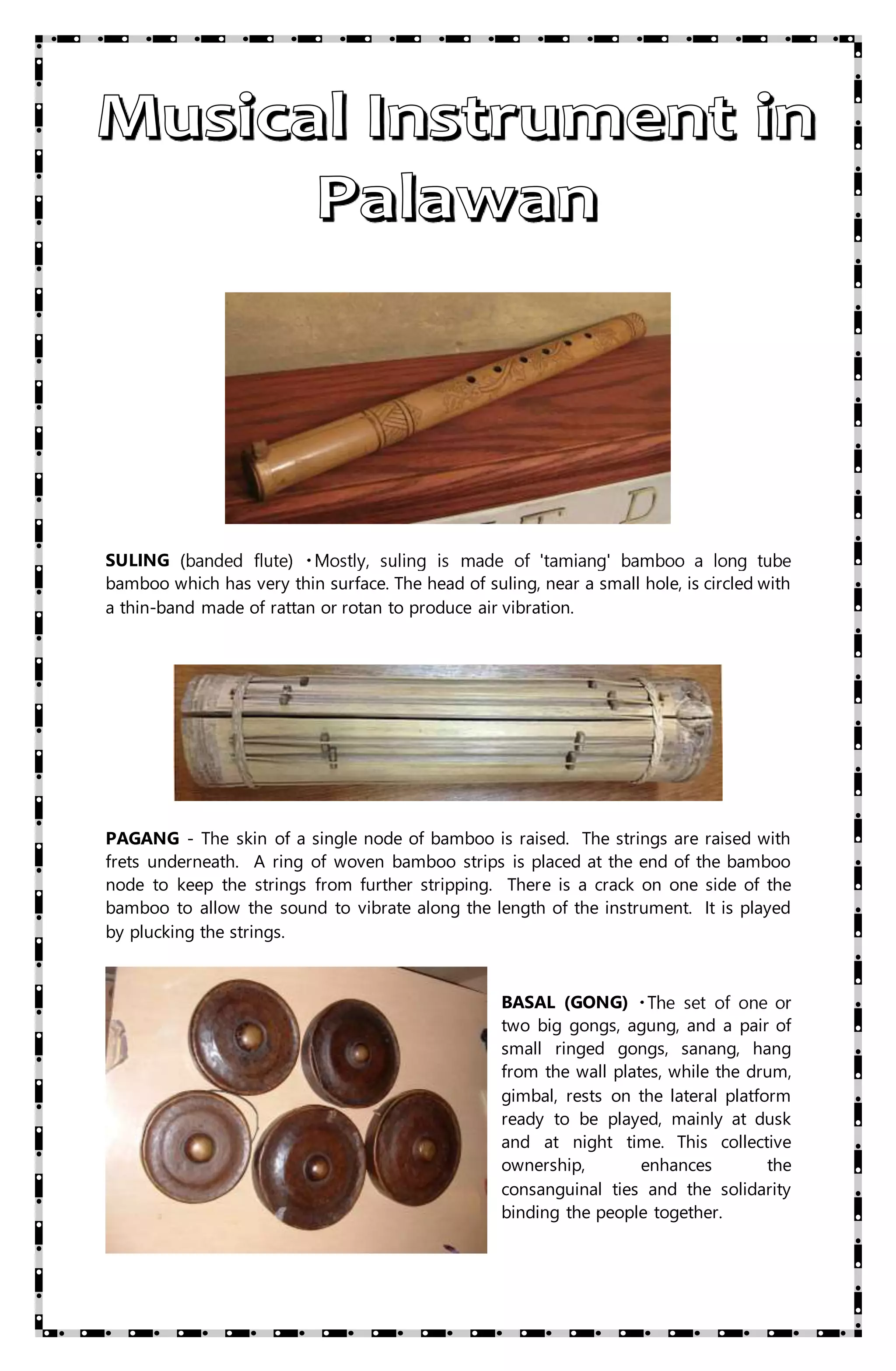 Musical instrument in mindoro palawan and visayas | DOCX