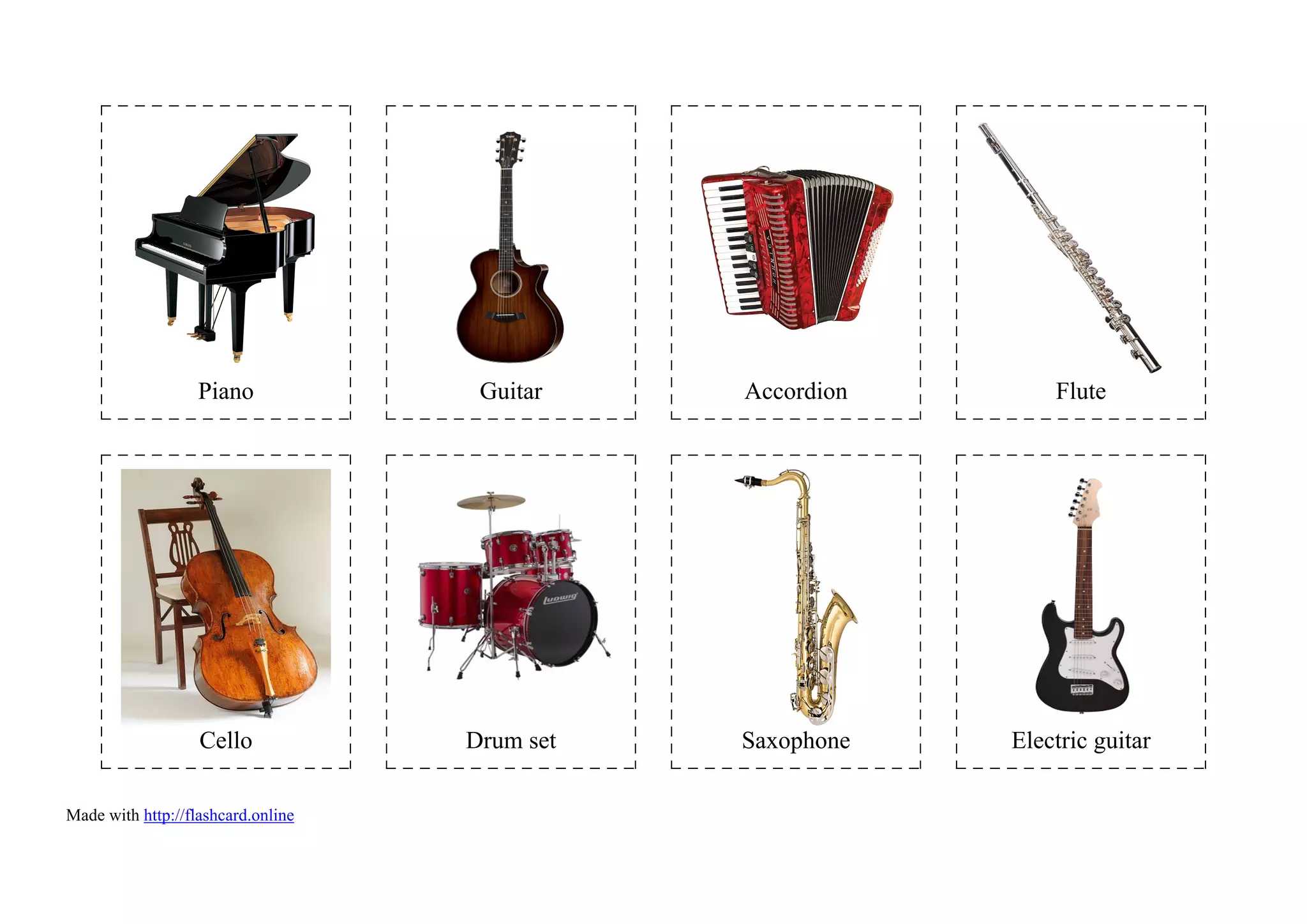 32 Flashcards of Musical instruments | PDF