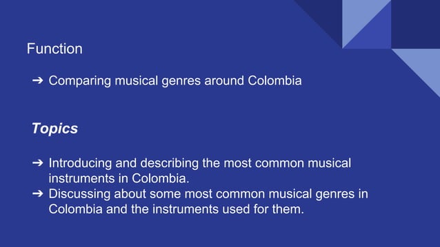 Musical instruments and genres around colombia | PPT