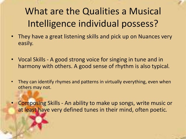 Musical intelligence | PPTX | Children\'s Music | Music