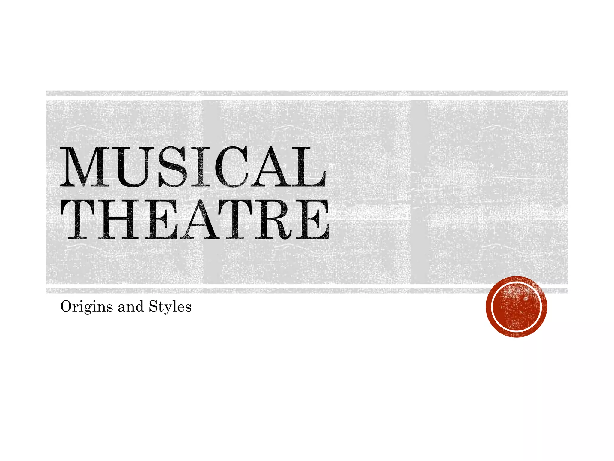 Musical Theatre Origins Chapter 12 PP | PPT