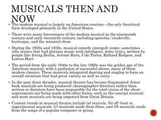 Musical Theatre Origins Chapter 12 PP | PPT