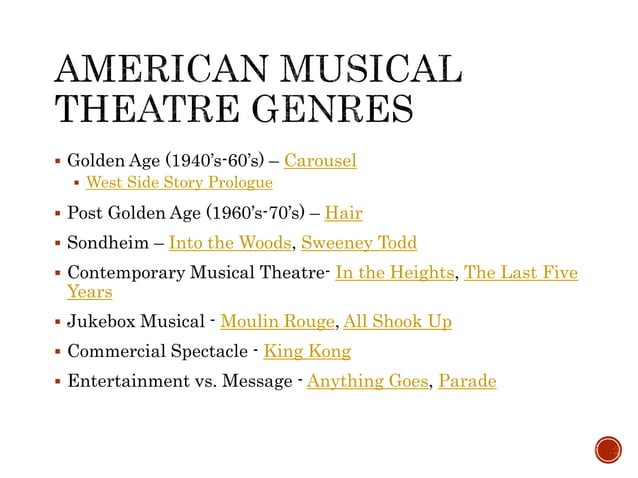 Musical Theatre Origins Chapter 12 PP | PPT