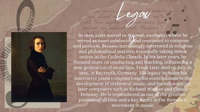 THE MUSIC ANALYSIS OF FRANZ LISZT GRADE 9.pptx | Classical Music | Music