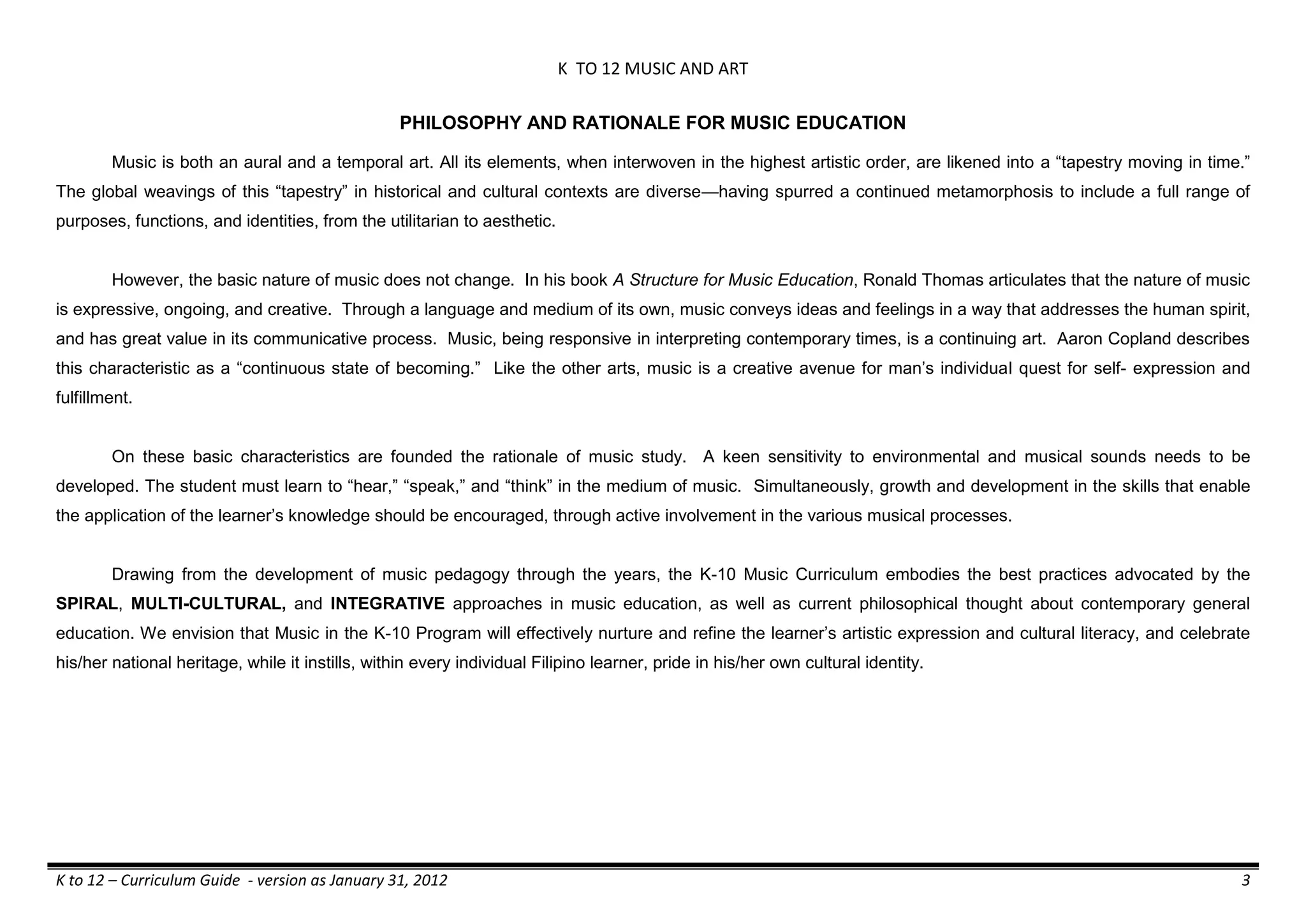 Music and art k to 12 curriculum guide | PDF