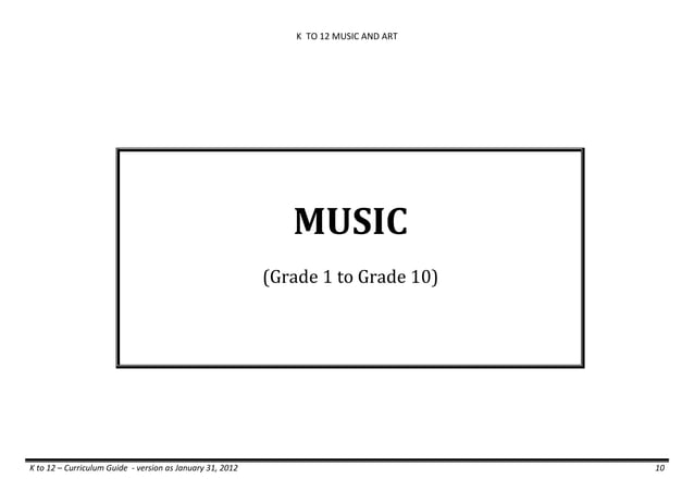 K to 12 Curriculum Guide for Music and Arts | PDF | Children\'s Music ...