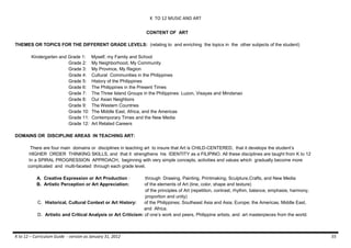 K to 12 Curriculum Guide for Music and Arts | PDF