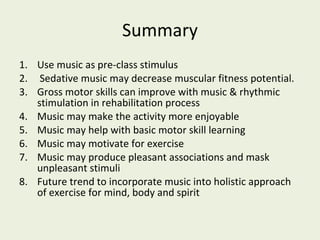 Music And Exercise Research Summary | PPT