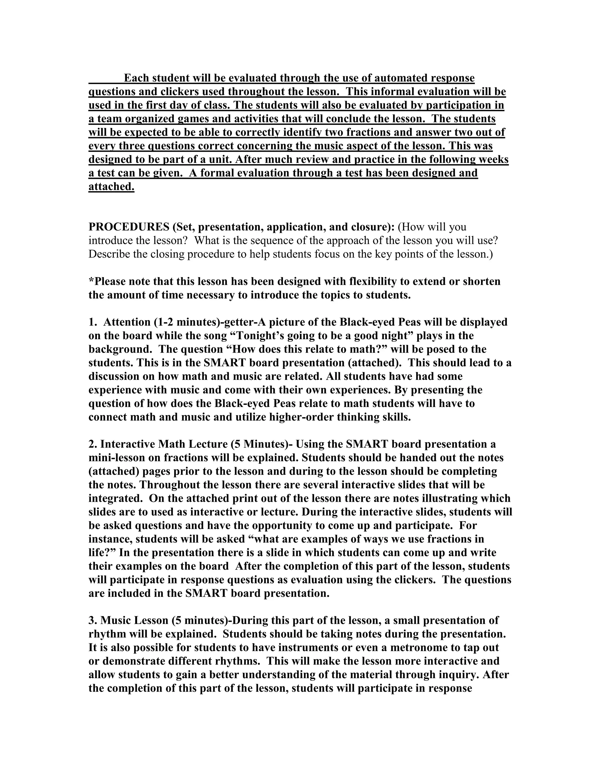 Music and math lesson plan | PDF