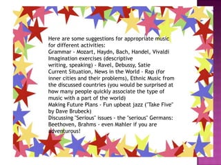 Music and songs in the classroom | PPTX