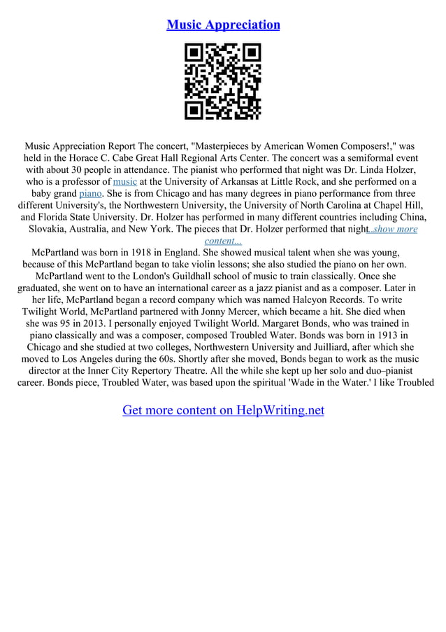 Music Appreciation Essay | PDF