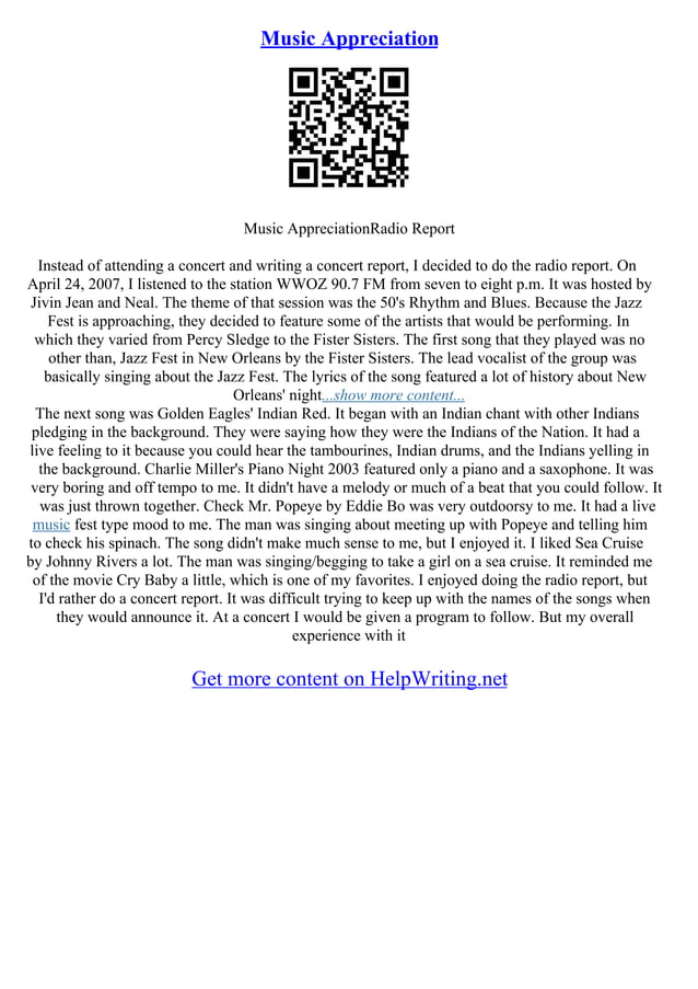 Music Appreciation Essay | PDF