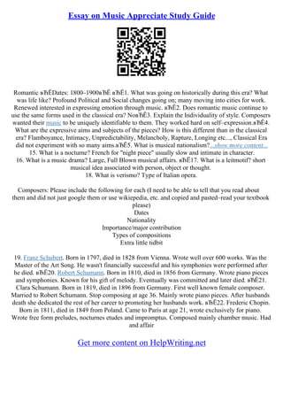 Music Appreciation Essay | PDF