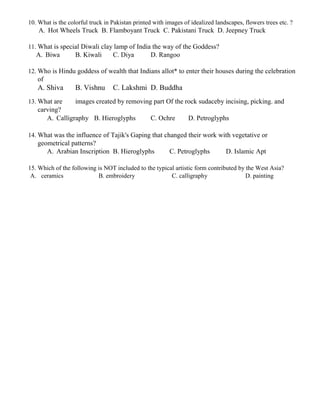 MUSIC & ARTS 8 Quarterly Examination for third quarter | PDF