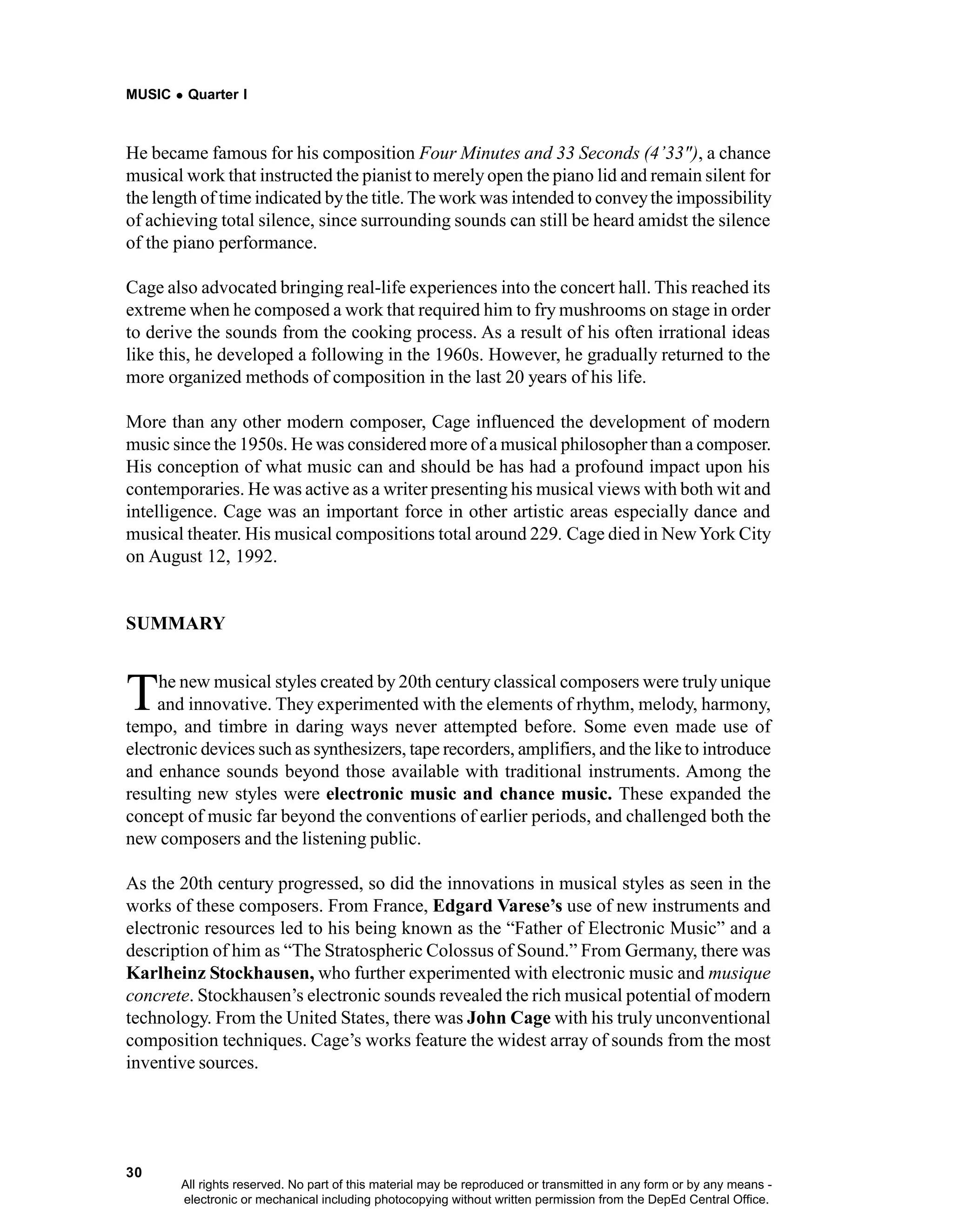 MUSIC and ARTS Gr. 10 Learner's Module Quarter 1 to 4 complete | PDF