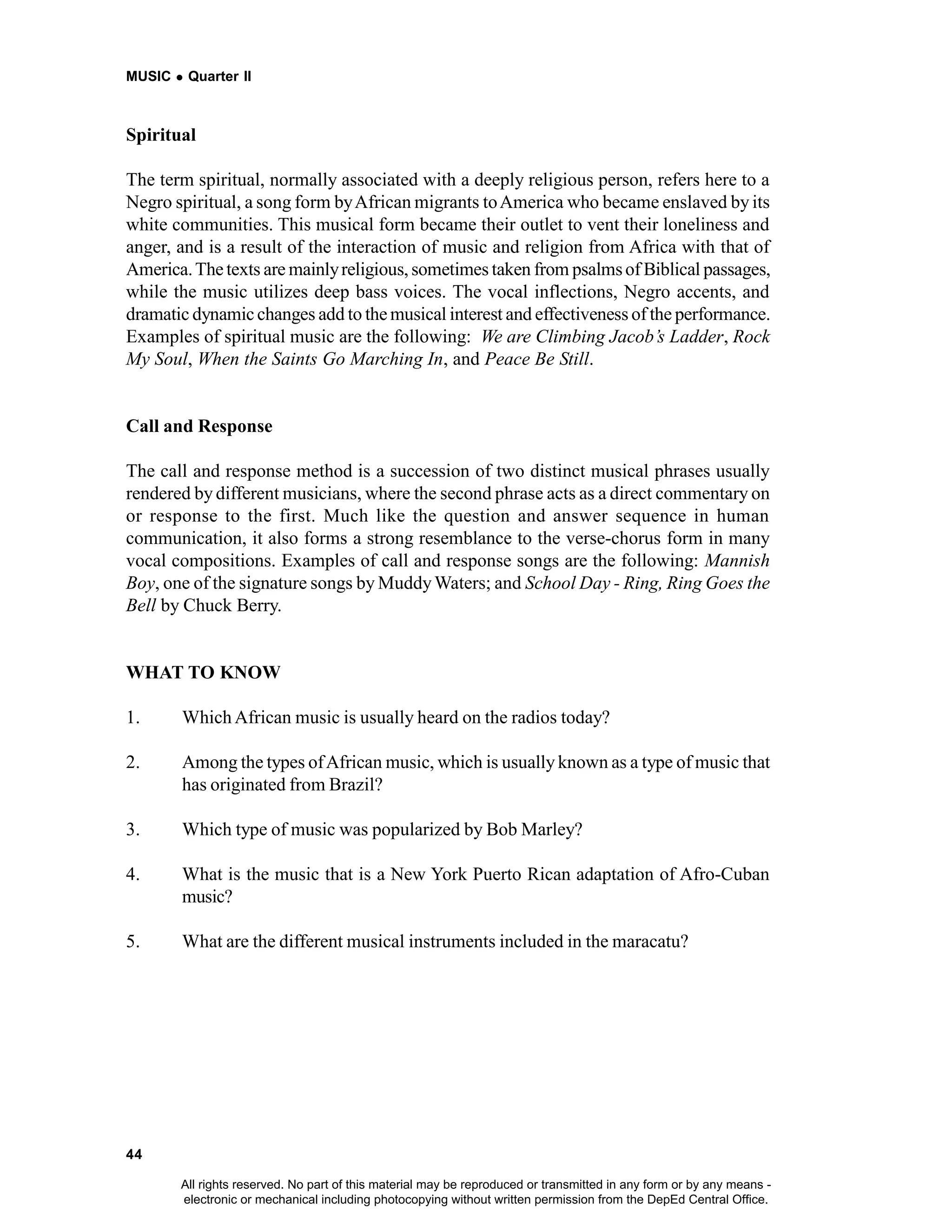 MUSIC and ARTS Gr. 10 Learner's Module Quarter 1 to 4 complete | PDF