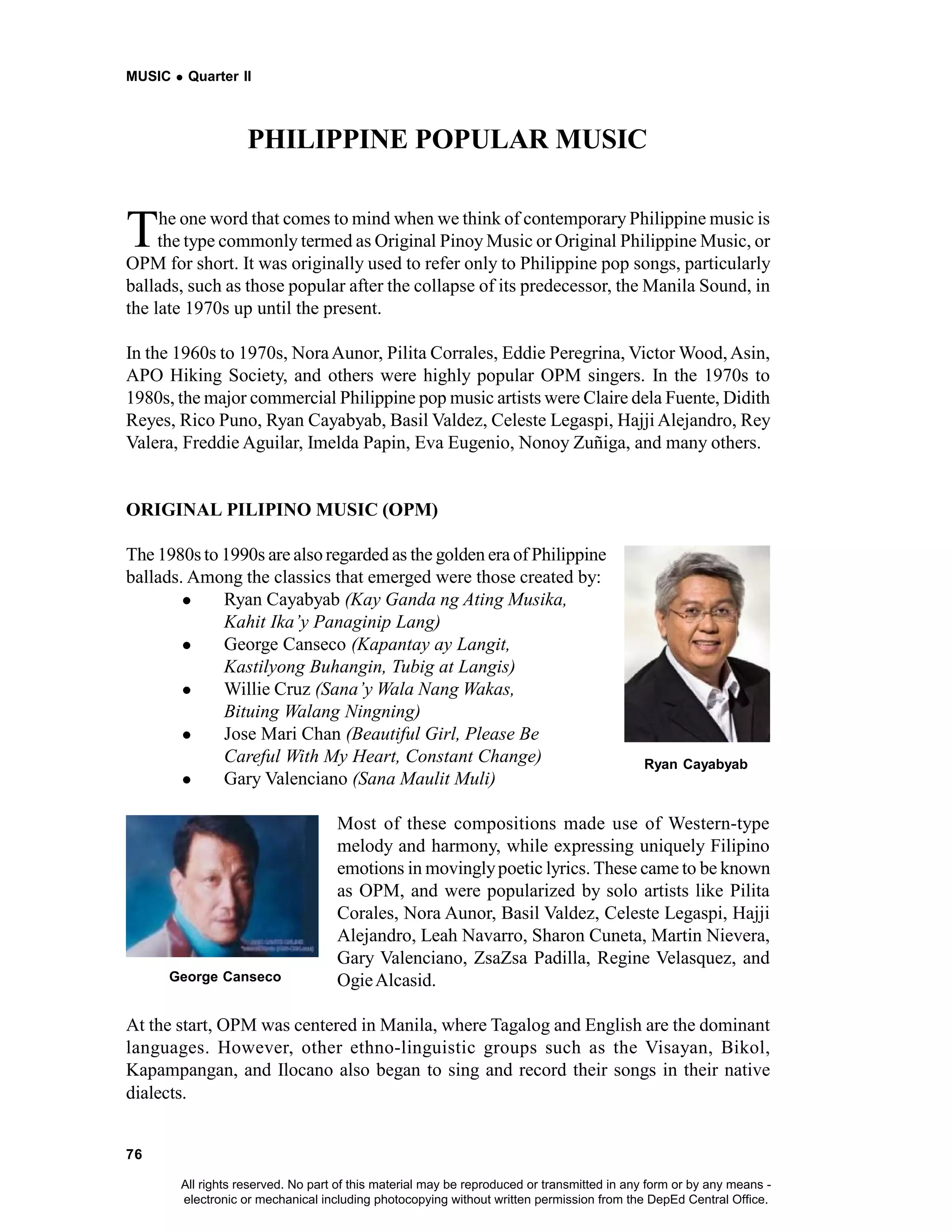 MUSIC and ARTS Gr. 10 Learner's Module Quarter 1 to 4 complete | PDF