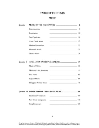 MUSIC and ARTS Gr. 10 Learner's Module Quarter 1 to 4 complete | PDF