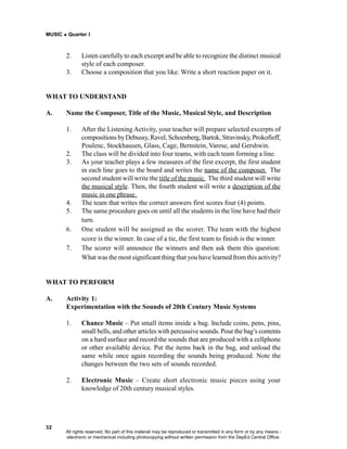 MUSIC and ARTS Gr. 10 Learner's Module Quarter 1 to 4 complete | PDF