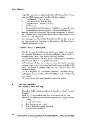 MUSIC and ARTS Gr. 10 Learner's Module Quarter 1 to 4 complete | PDF