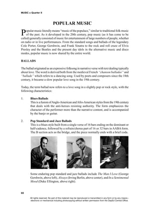 MUSIC and ARTS Gr. 10 Learner's Module Quarter 1 to 4 complete | PDF