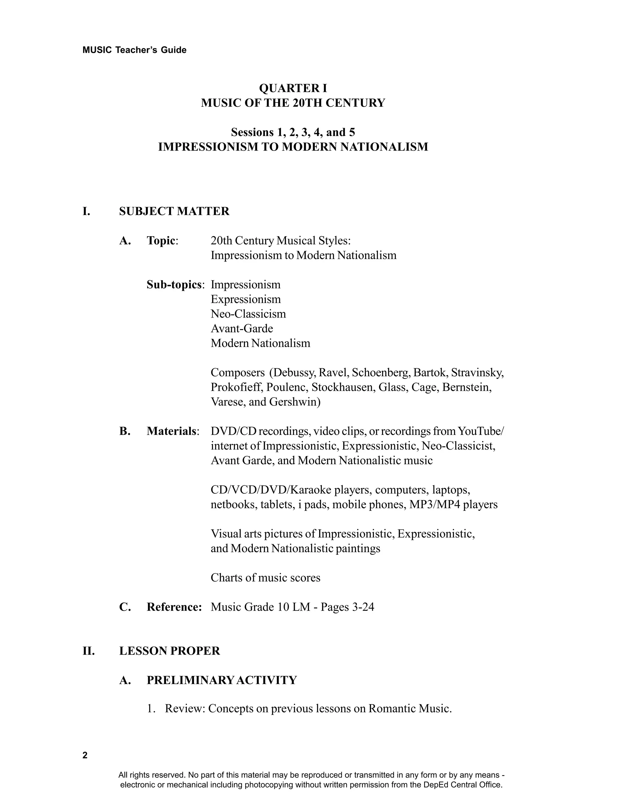 Music & arts gr10 TG Teaching Guide qtr 1 to qtr 4 complete | PDF