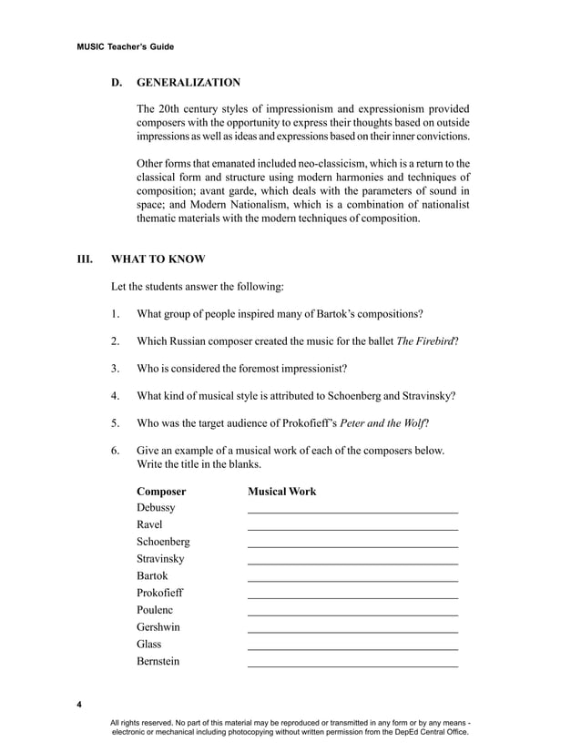 Music & arts gr10 TG Teaching Guide qtr 1 to qtr 4 complete | PDF