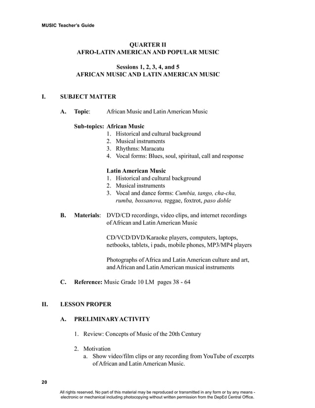 Music & arts gr10 TG Teaching Guide qtr 1 to qtr 4 complete | PDF