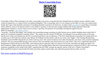 Music Censorship Essay | PDF