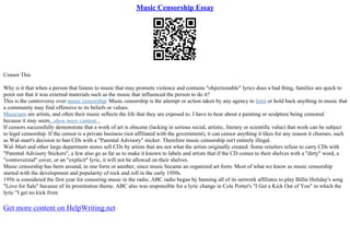 Music Censorship Essay | PDF