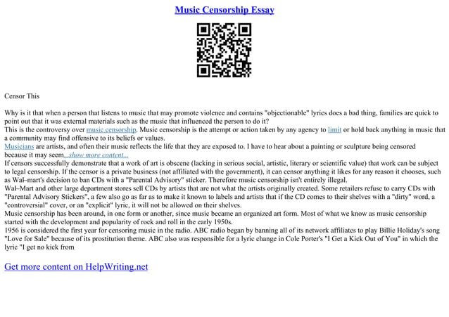 Music Censorship Essay | PDF