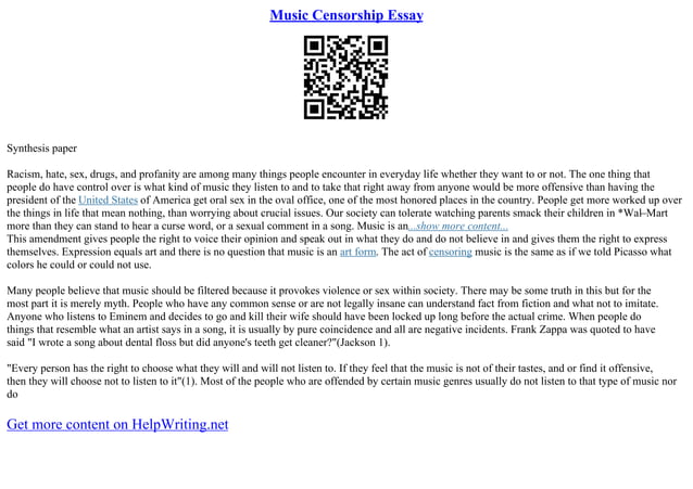 Music Censorship Essay | PDF