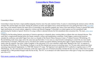 Music Censorship Essay | PDF