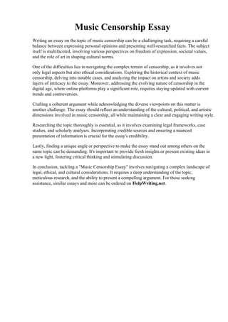 Music Censorship Essay | PDF
