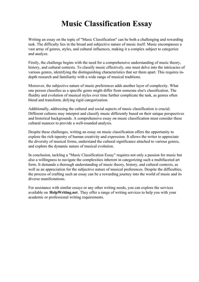 Music Classification Essay.pdf | Music | Entertainment