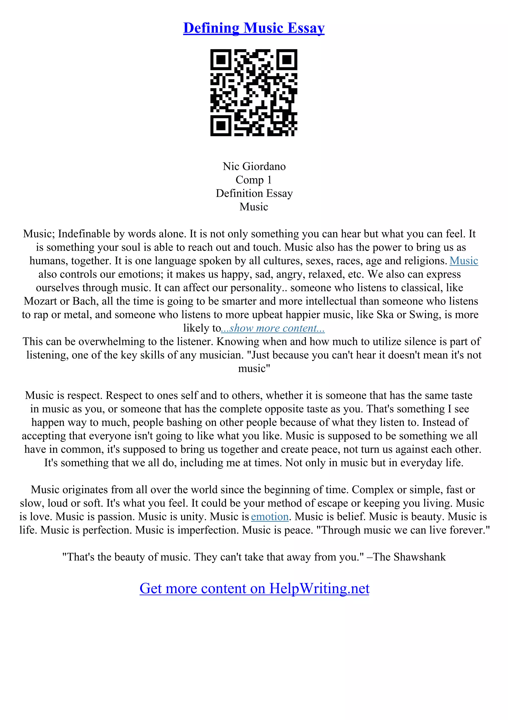Music College Essay | PDF