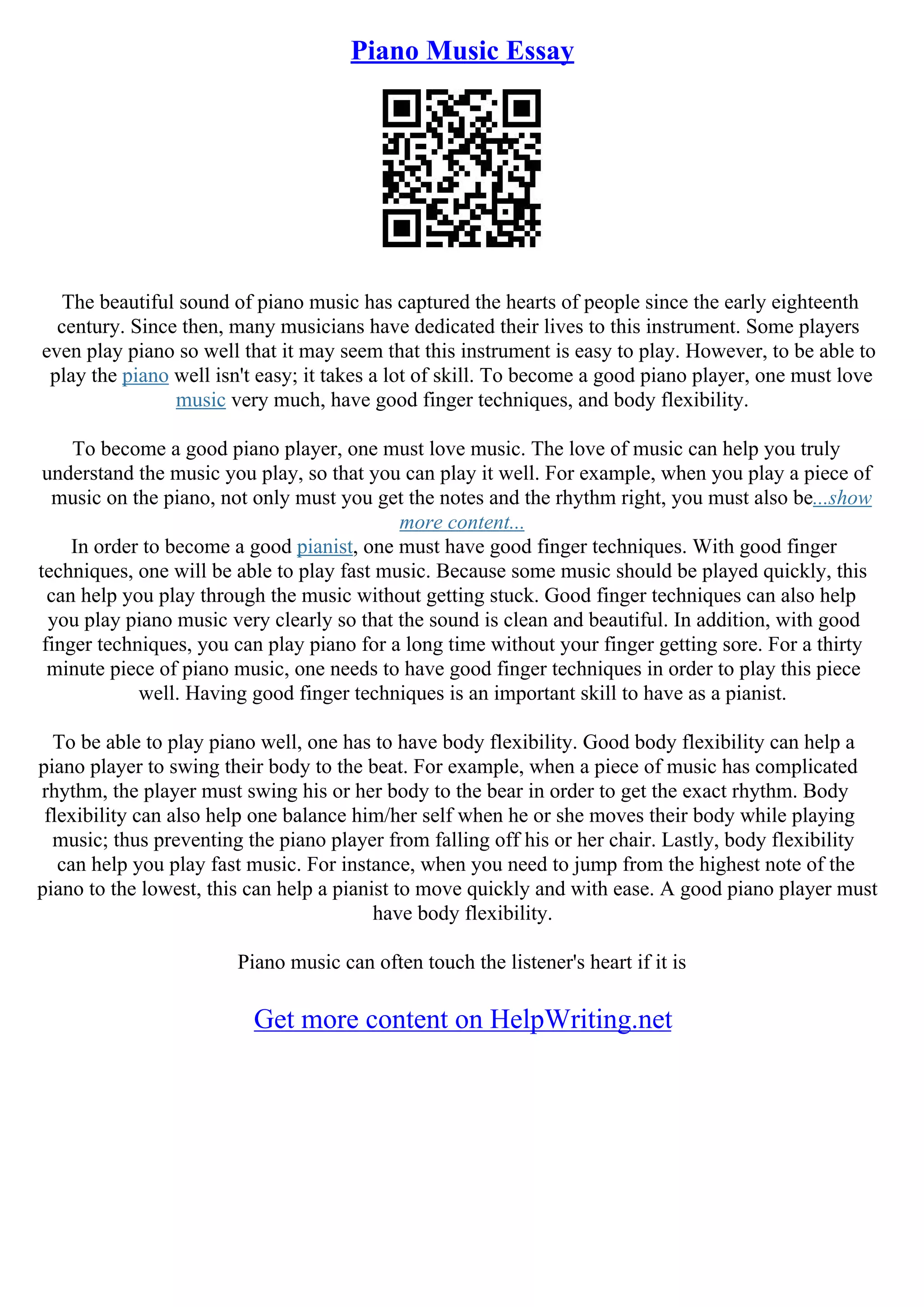 Music College Essay | PDF