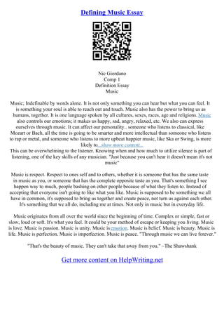 Music College Essay | PDF