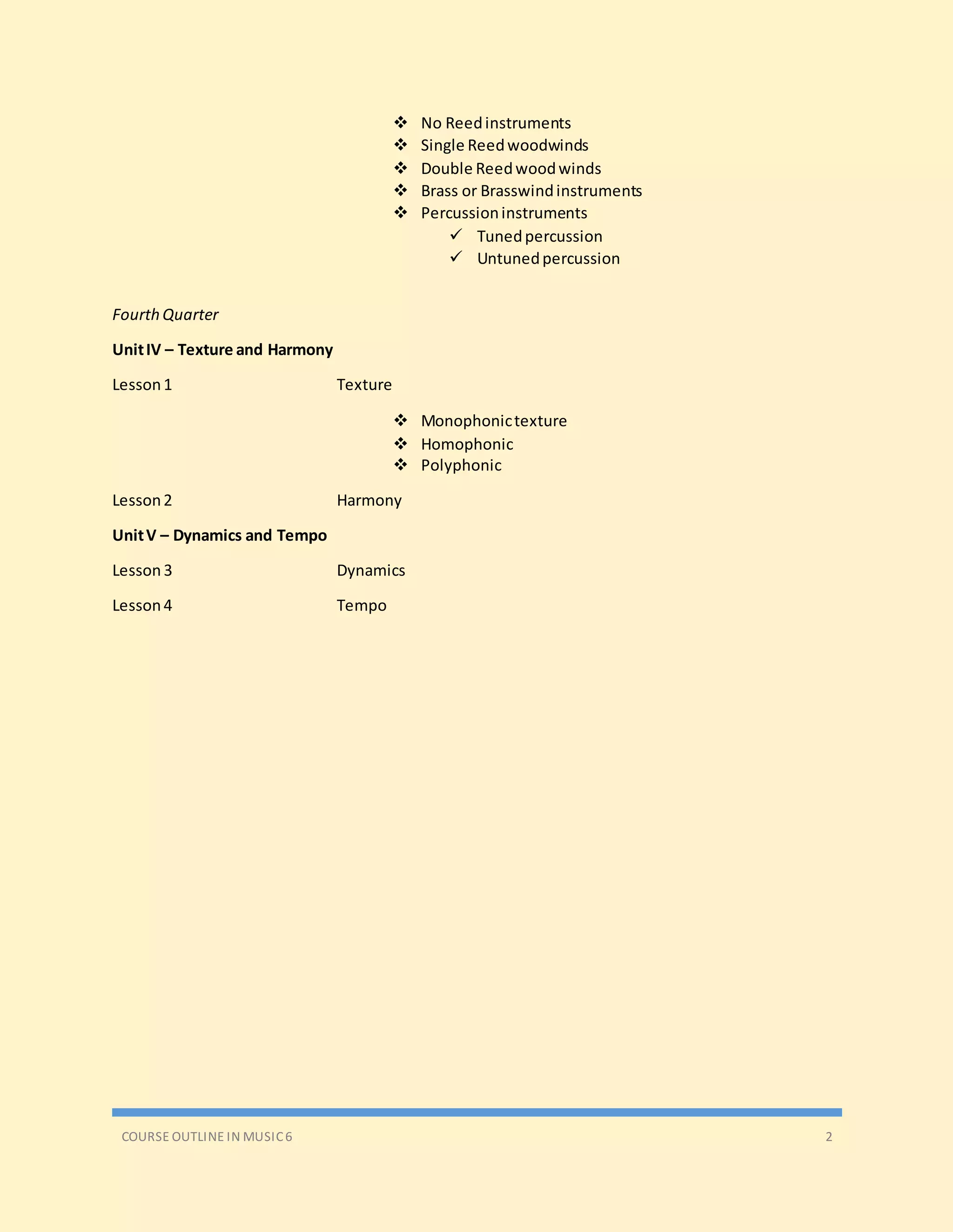 Music 6 - Course Outline | DOCX