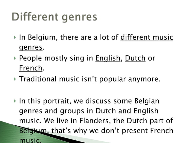 Music culture portrait of Belgium | PPT